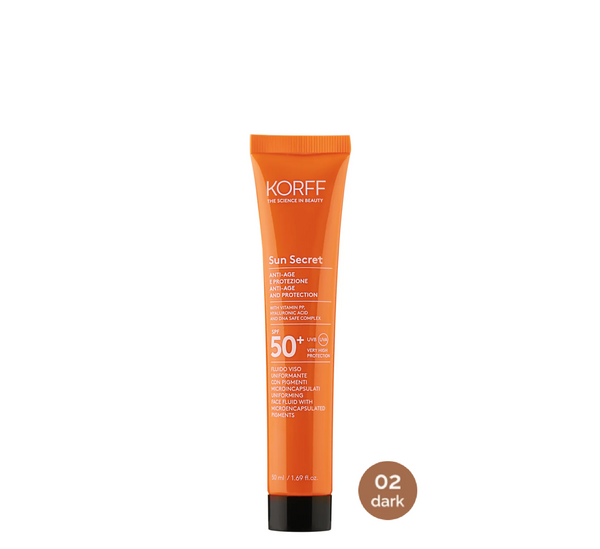 Korff Sun Secret Uniforming Face Fluid 02 Dark SPF50 + (*50ml) – Halsa