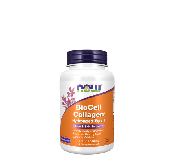 NOW BioCell Collagen® Hydrolyzed Type II Veg *120 Capsules – Halsa